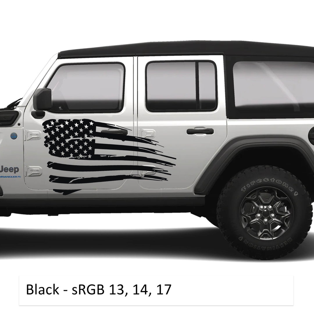 Tattered American Flag Side Body Graphics Kit Vinyl Decal - Fits Jeep ...