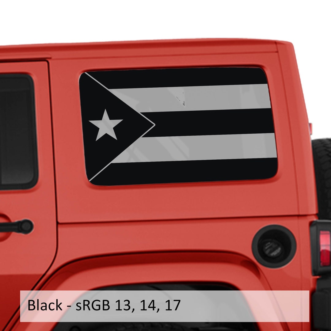 Puerto Rico Flag JKU Hardtop Window Decal Set - Fits Jeep Wrangler JKU ...