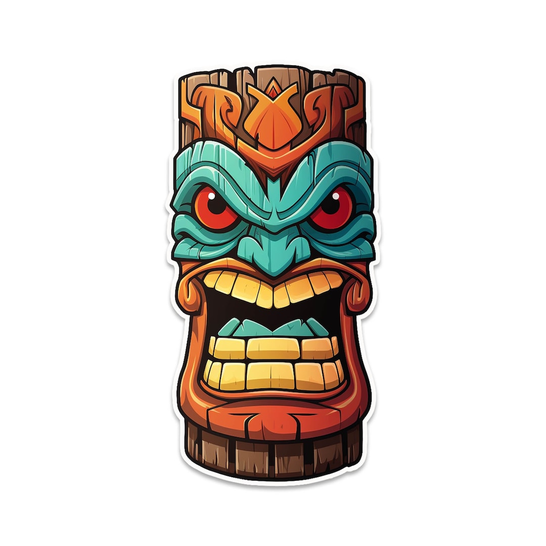 Tiki Totem With Colorful Facial Features Cup Laptop Boat Cooler Car ...