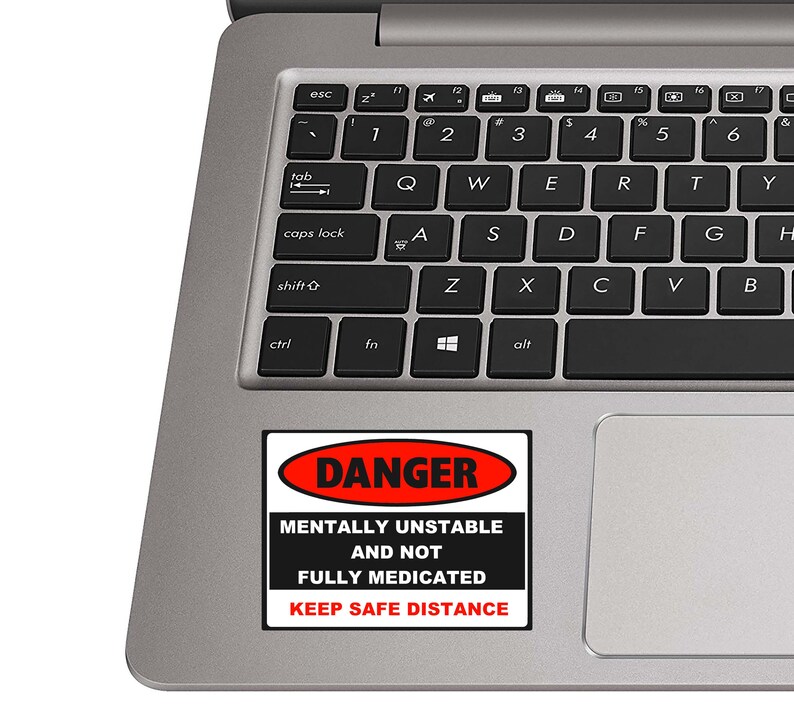 Danger Mentally Unstable Not Fully Medicated Vinyl Sticker for Suitcase ...