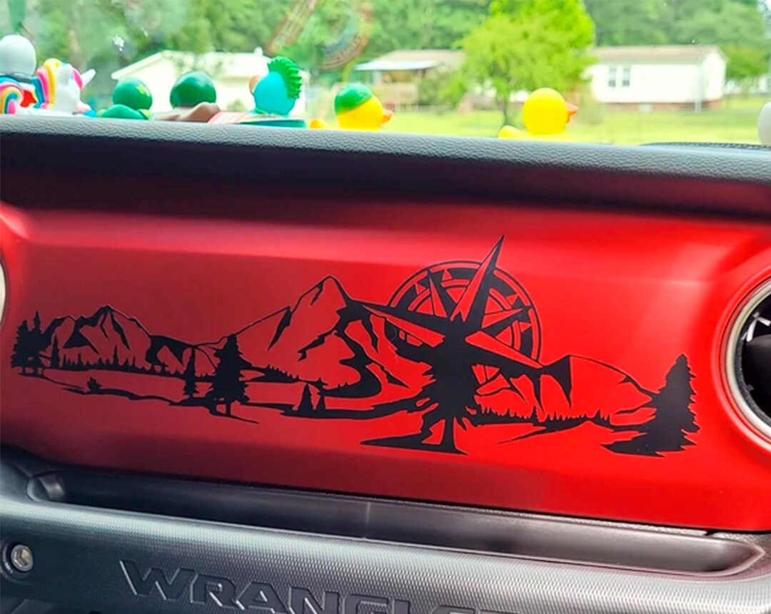 Mountain With Compass Scene Dashboard Vinyl Decal - Fits 2018+ Jeep ...