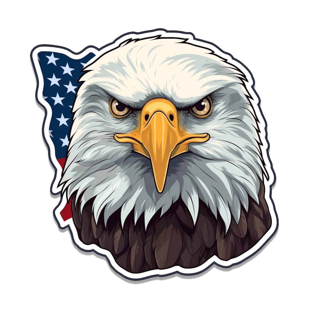 Bald Eagle Head With American Flag Vinyl Sticker - Etsy