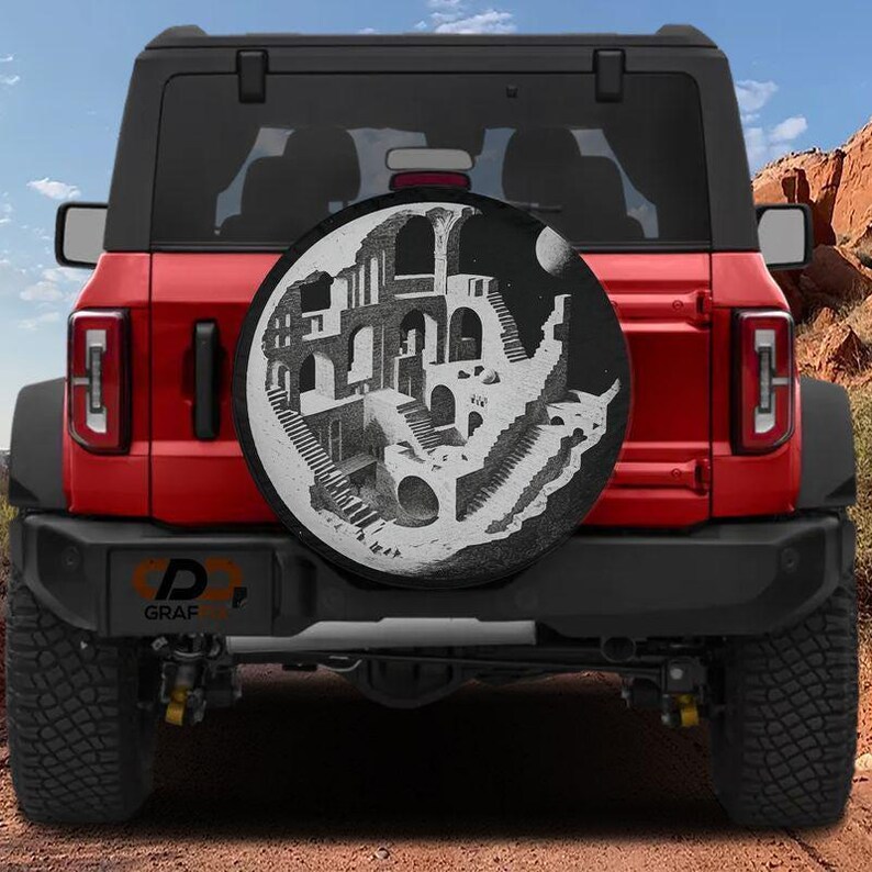 Escher Staircase Spare Tire Cover, Planetary Labyrinth, With Camera ...
