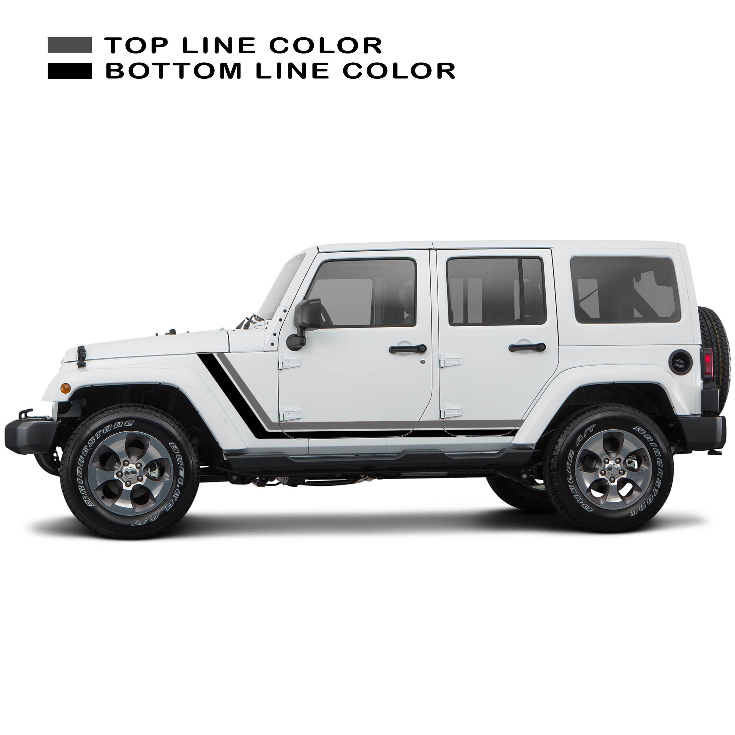 Retro Body Stripe Kit Vinyl Decal Graphic Set Fits Jeep Wrangler JKU 4 ...
