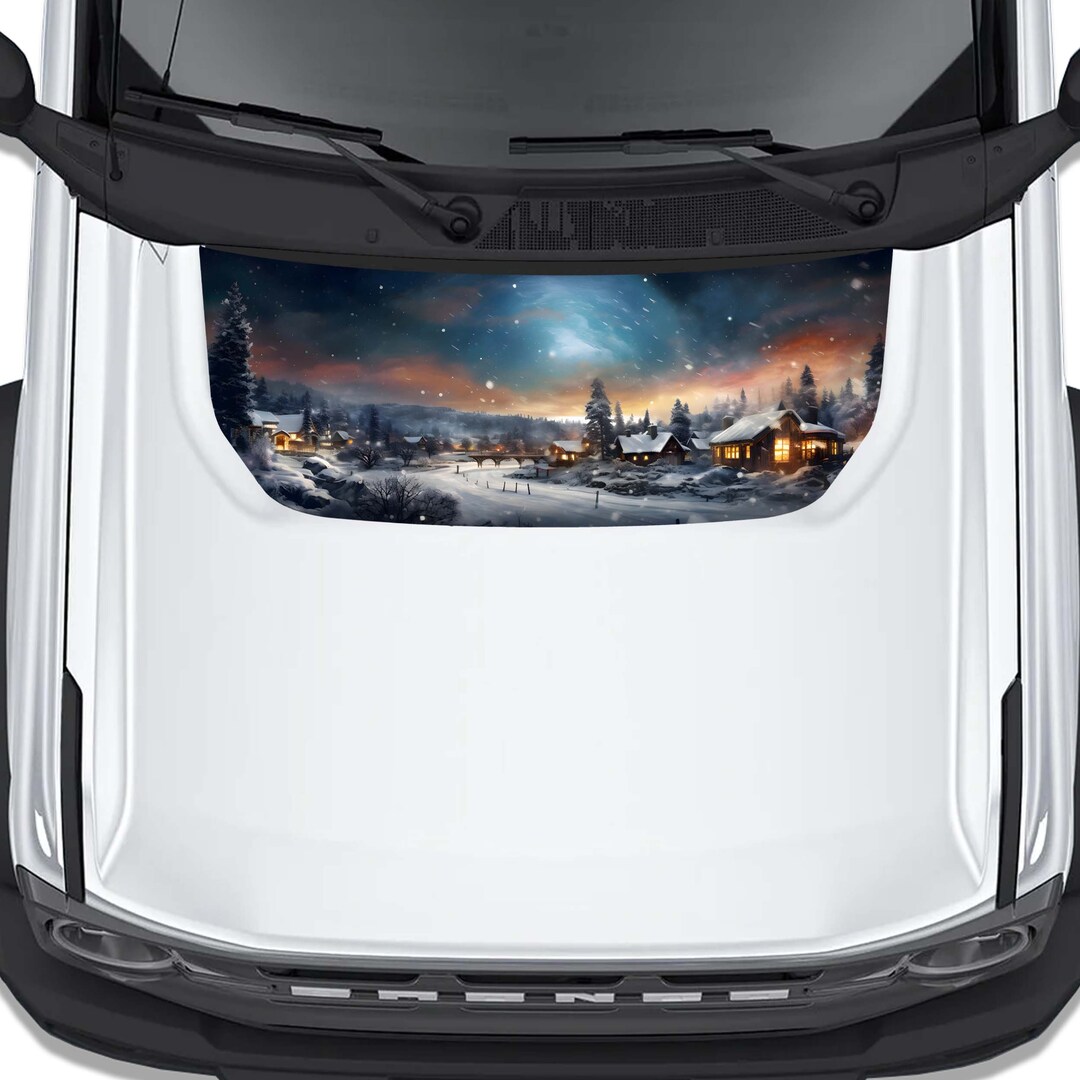 Christmas Winter Cabin Scene Hood Graphic Design Decal Fits Ford Bronco ...