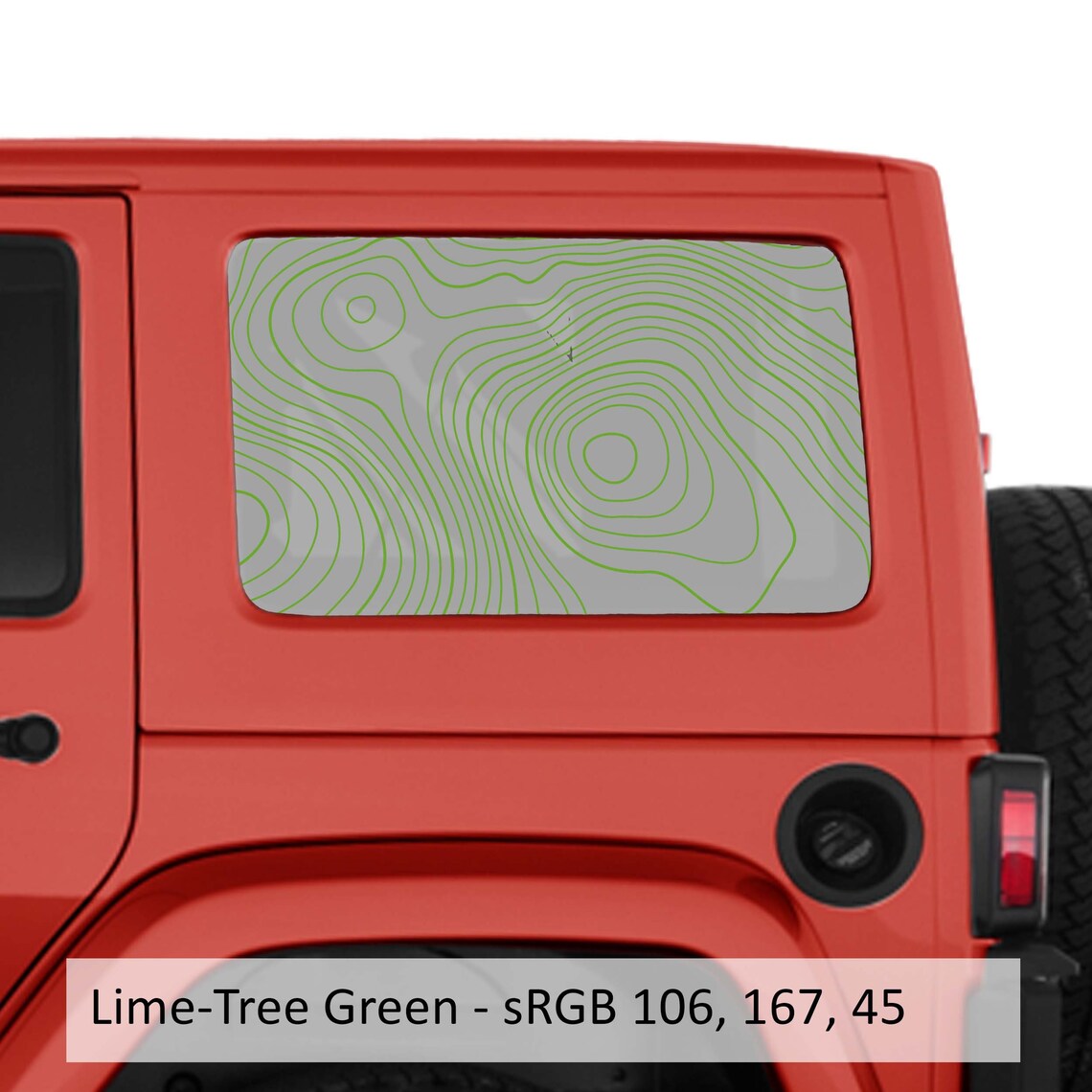 Topographic Map Hardtop Window Decal Set - Fits Jeep 4-door JKU ...