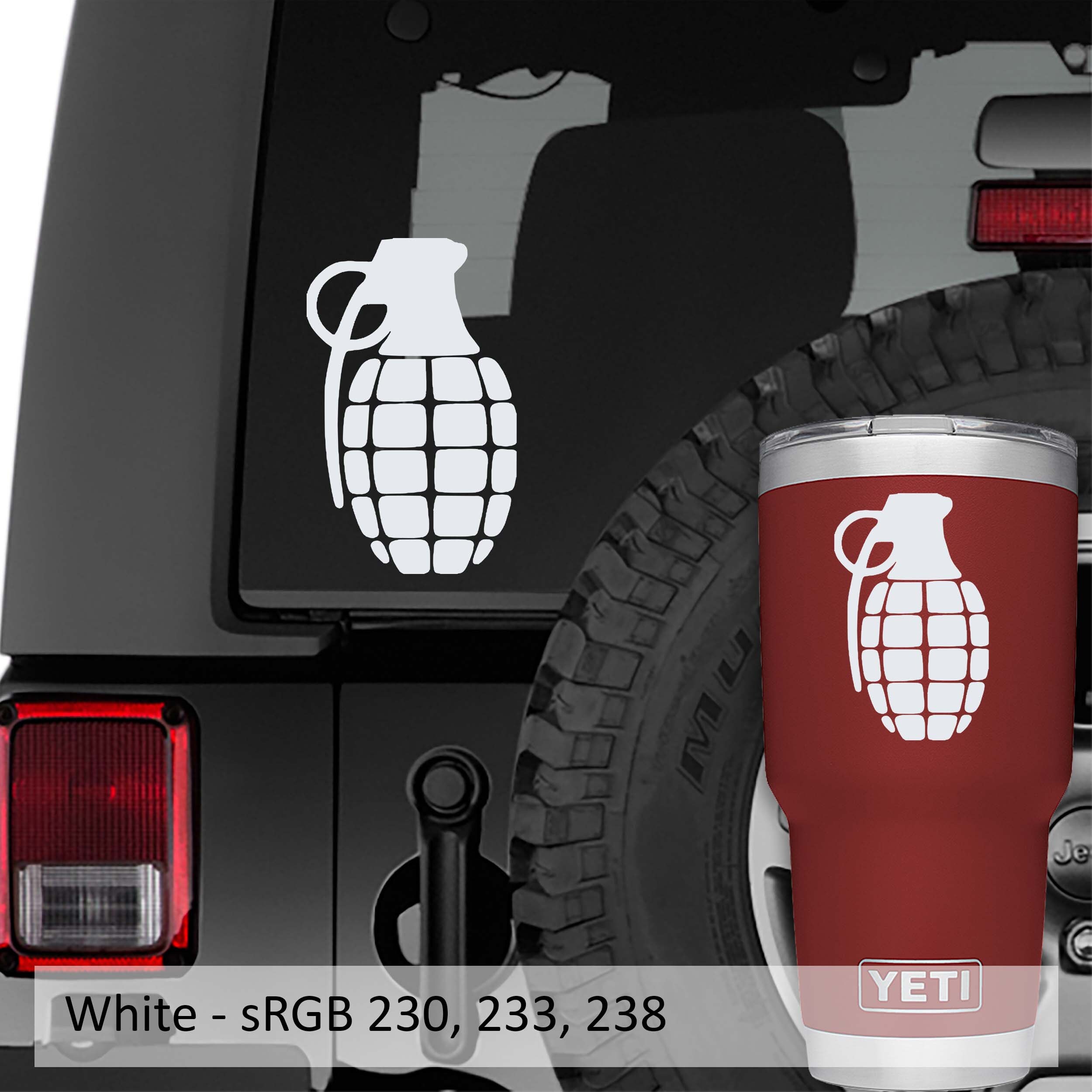 Hand Grenade Vinyl Decal Sticker | Tactical Military Graphic for Car ...