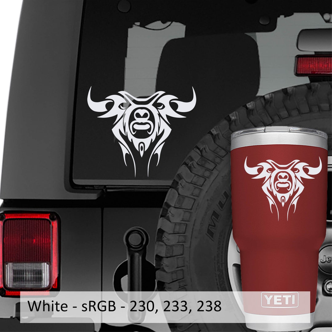 Tribal Bull Head Vinyl Transfer Decal, Bold Bull Skull Design for Cars ...