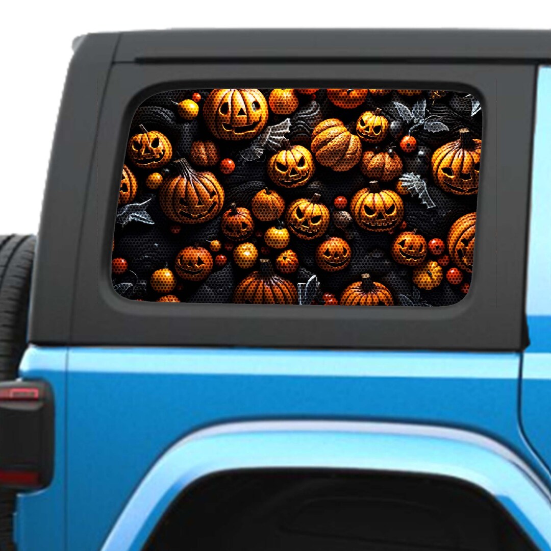 Halloween Gourd Horde Side Windows Printed Perforated See-thru Vinyl ...