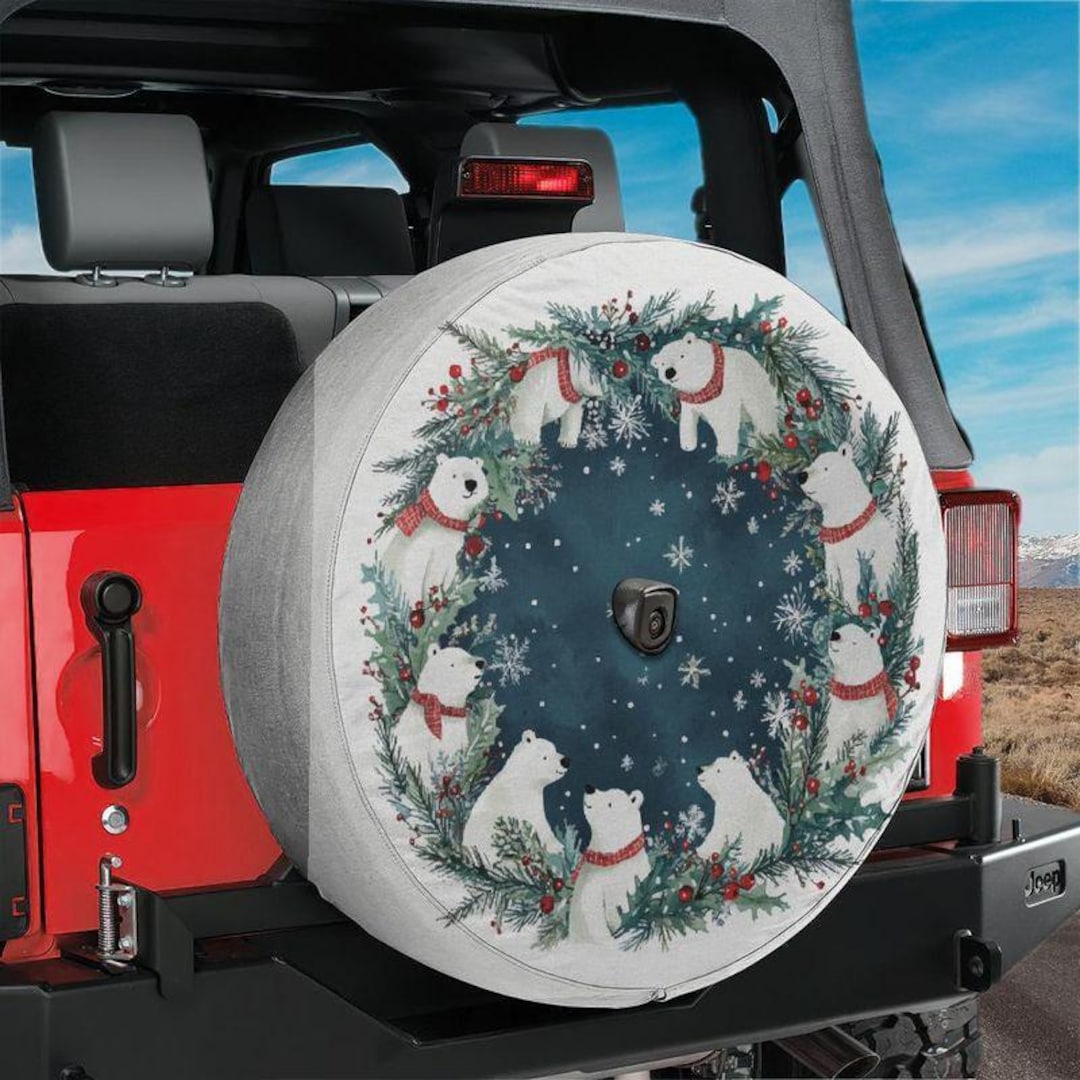 Spare Tire Polar Bear Christmas Wreath Spare Tire Cover With Backup ...