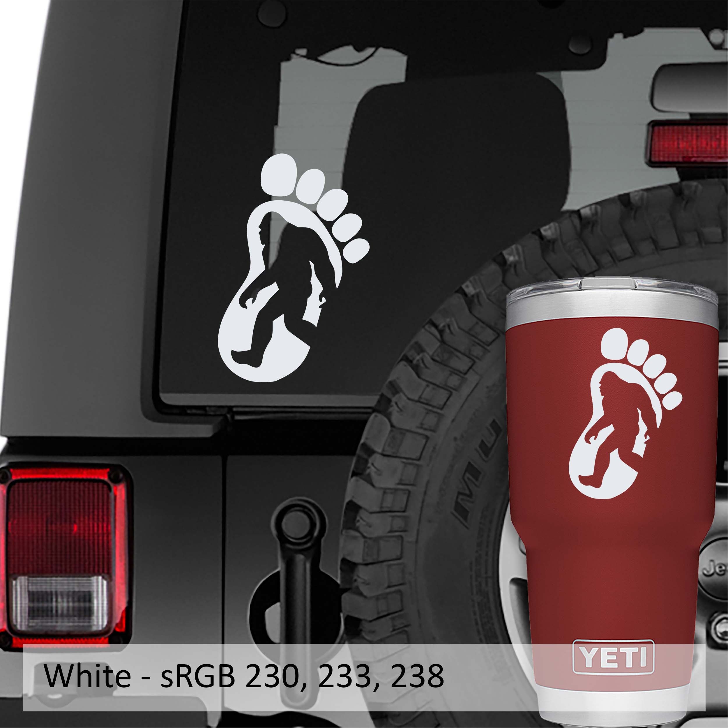 Yeti Bigfoot Footprint Sasquatch Vinyl Transfer Decal Bold Outdoor ...