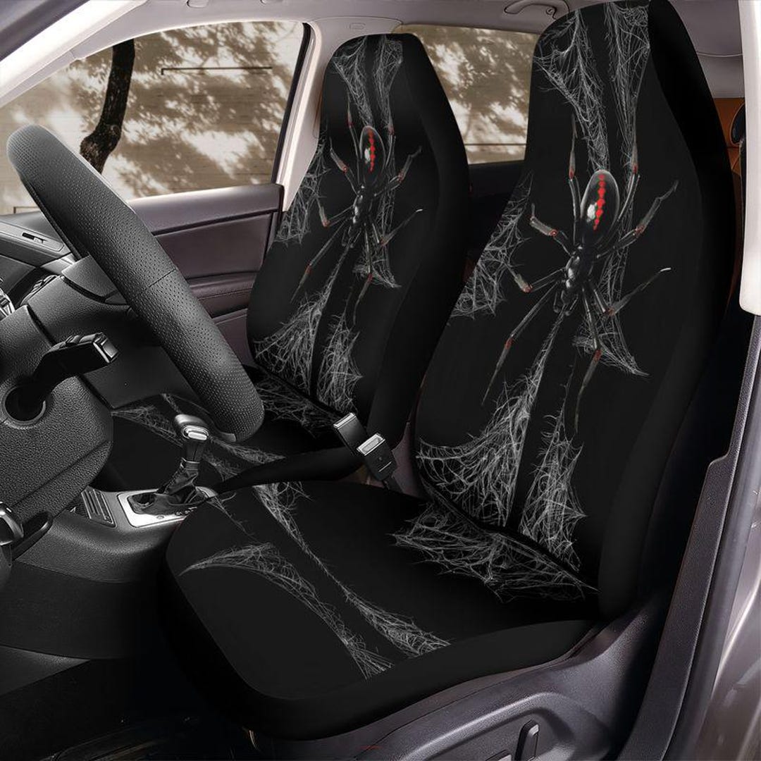 Black Widow Spider Web Car Seat Cover Front Seat Protector Halloween ...