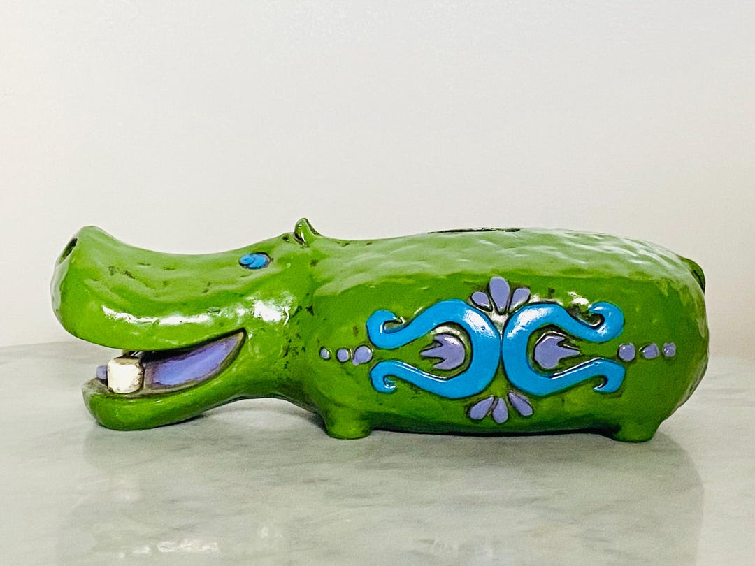 Vintage Mid Century Modern Hippo Piggy Bank - Hippopotamus - Home Decor ...