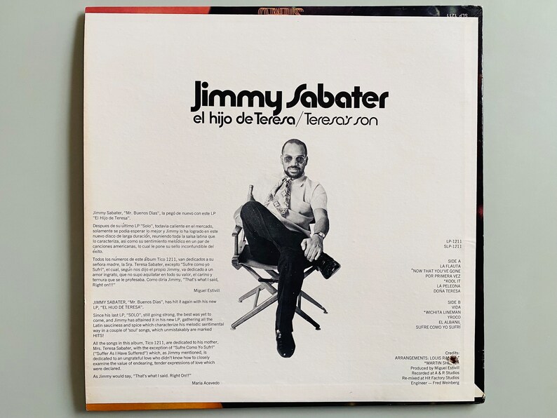 Jimmy Sabater - El Hijo De Teresa - Teresa's Son - 1970 - Tico Records ...