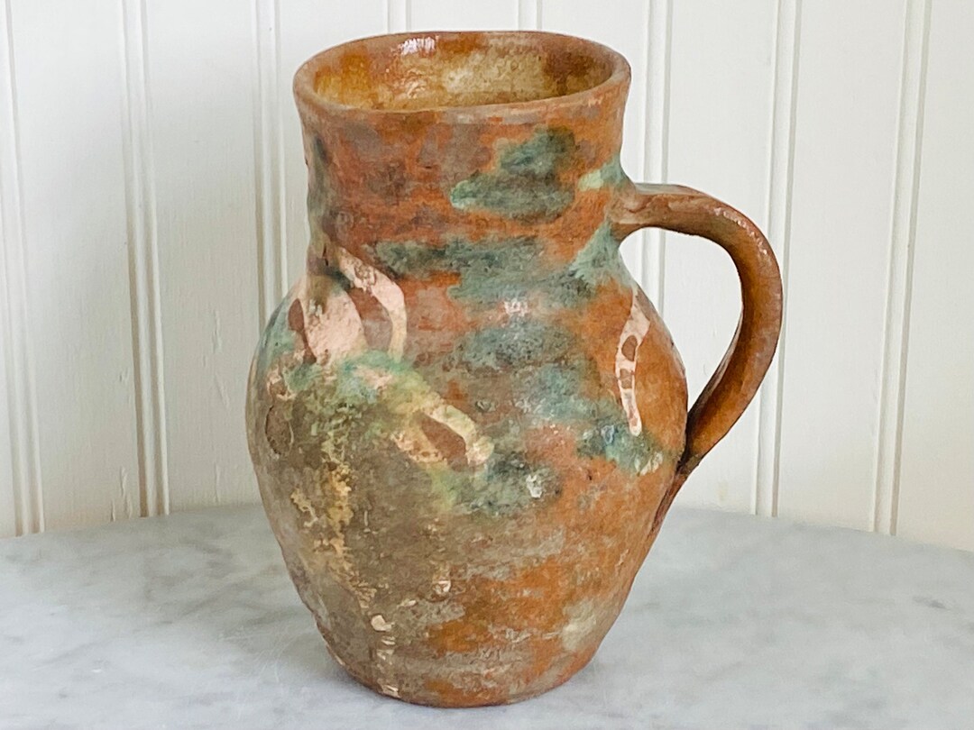 Antique Short Traditional Redware Pitcher Flow Glaze - Home Decor ...
