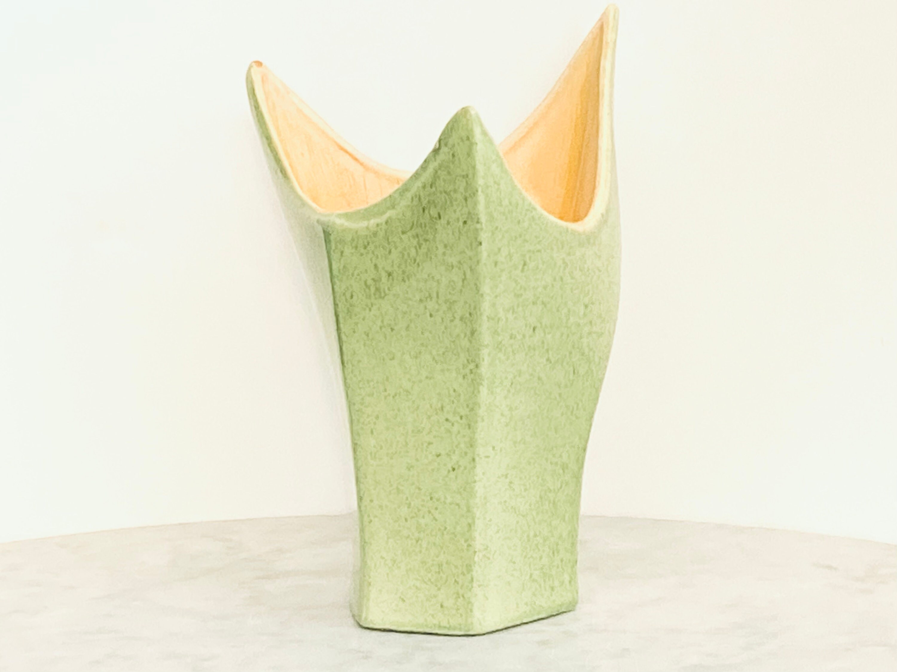 Vintage Red Wing Pottery USA Geometric Planter Green Yellow Brown ...