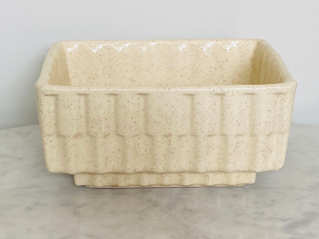 Vintage Cookson Pottery Geometric Beige Brown Speckle Planter CP 337 ...