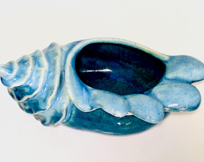 Vintage Brilliant Blue Conch Shell Planter - Flower Pot - Home Decor - Etsy