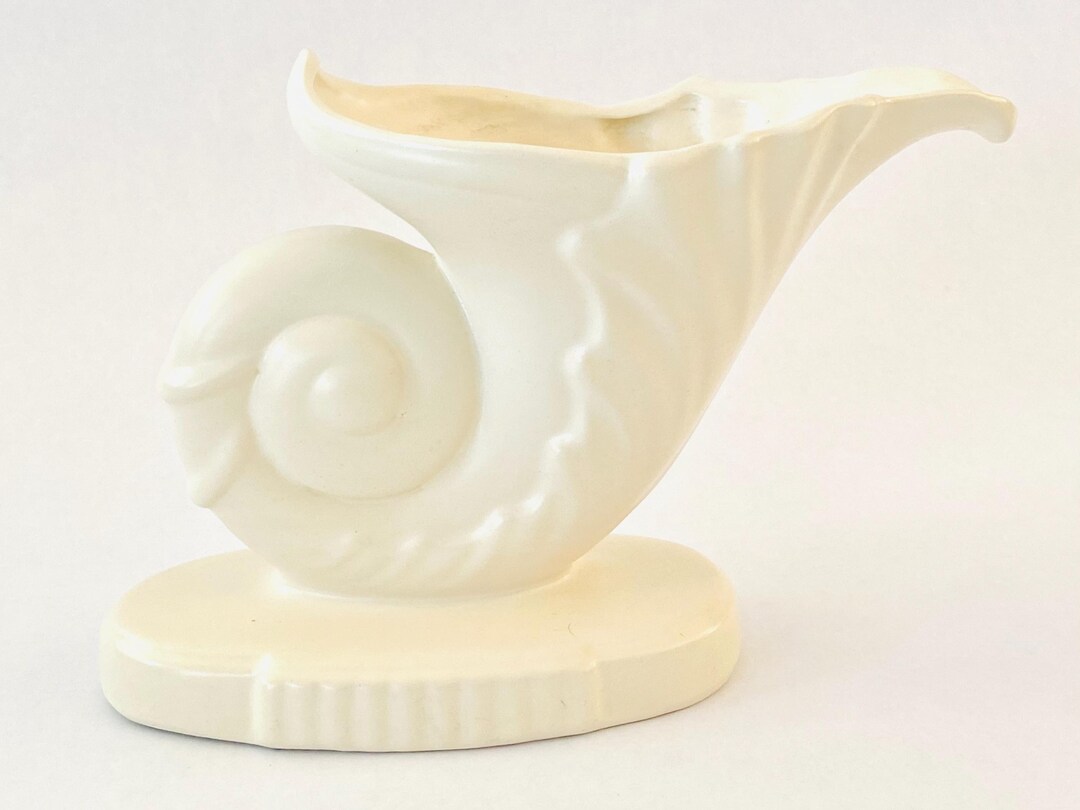Vintage Stangl Scroll Horn Matte White Planter - Home Decor - Flower ...