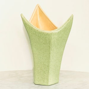 Vintage Red Wing Pottery USA Geometric Planter Green Yellow Brown ...