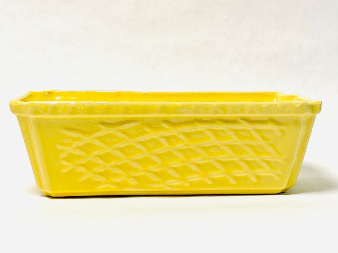 Vintage Cookson Pottery Yellow Basket Weave Pattern 401 Planter ...