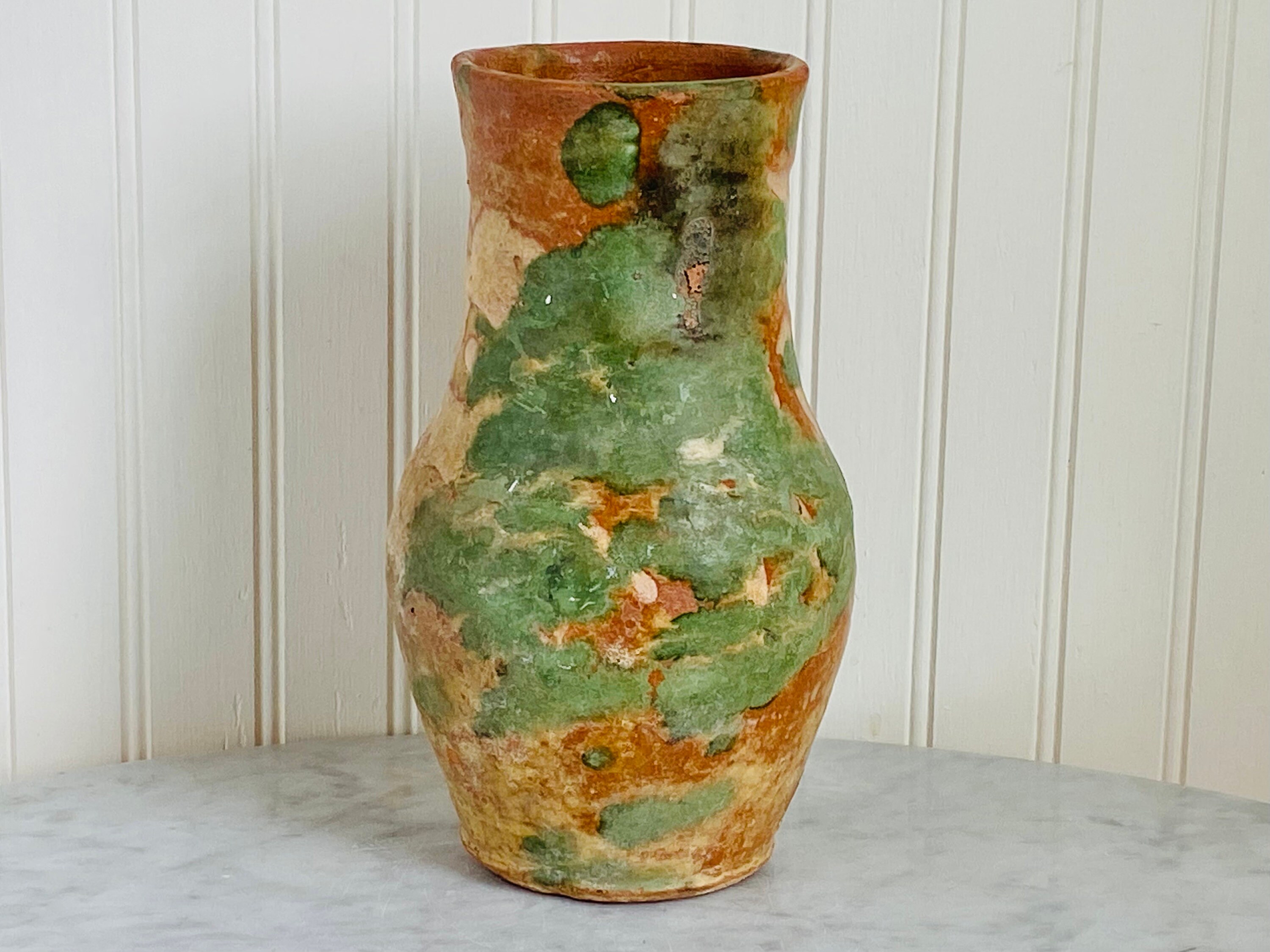 Antique Tall Traditional Redware Pitcher Flow Glaze Home Decor ...