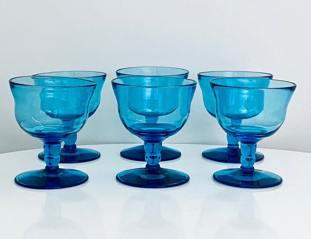 Vintage set of 4 Early Blenko Turquoise Champagne Coupe Barware ...