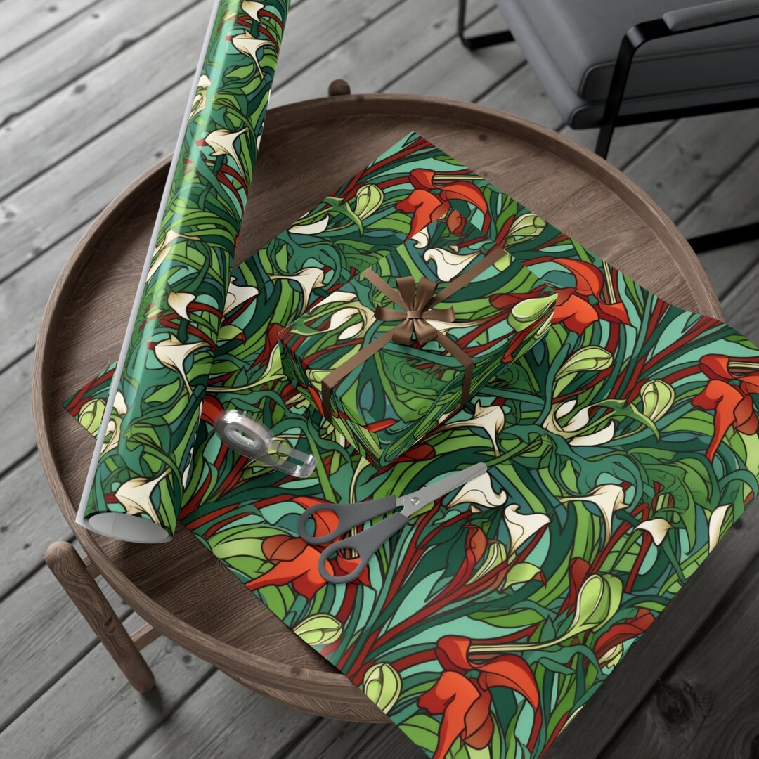Eco-friendly Art Nouveau Festive Holiday Wrapping Paper, Unusual Gift ...