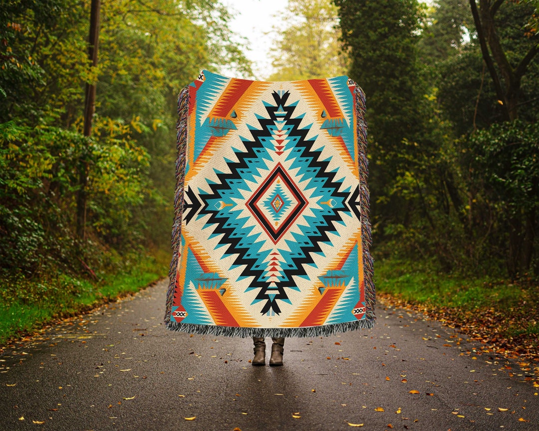 Aztec Throw Blanket, Navajo Woven Blanket Housewarming Gift, Boho ...