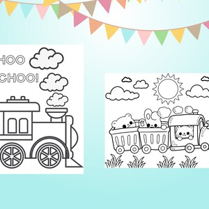 Printable Train Themed Activity Coloring Sheets, Kids Birthday Party ...