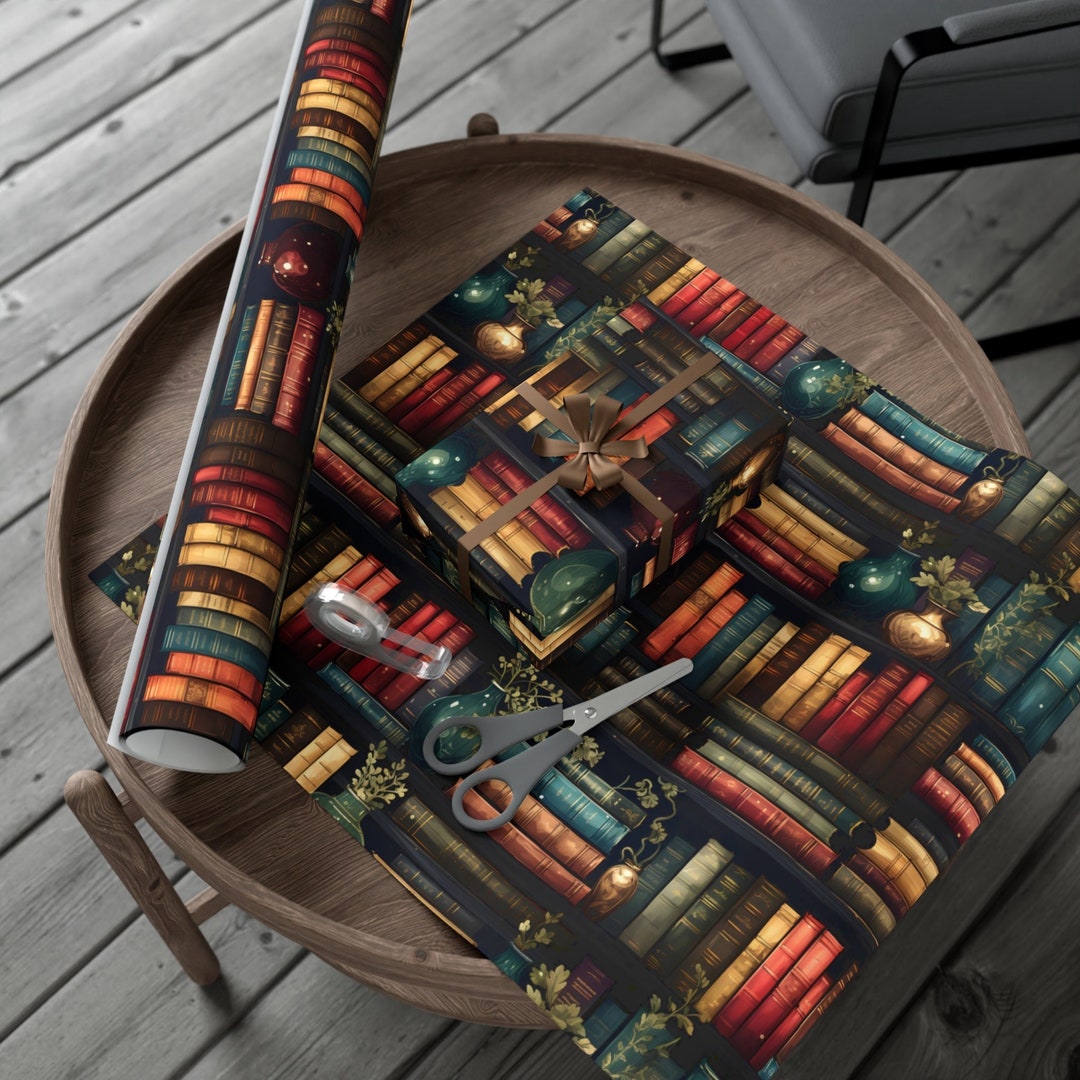 Eco-friendly Christmas Book Wrapping Paper, Book Lover Gift Wrap ...