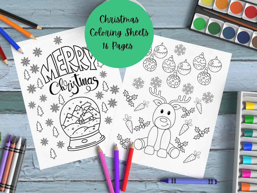 Printable Christmas Coloring Sheets, Kawaii Holiday Coloring Pages, 16 ...