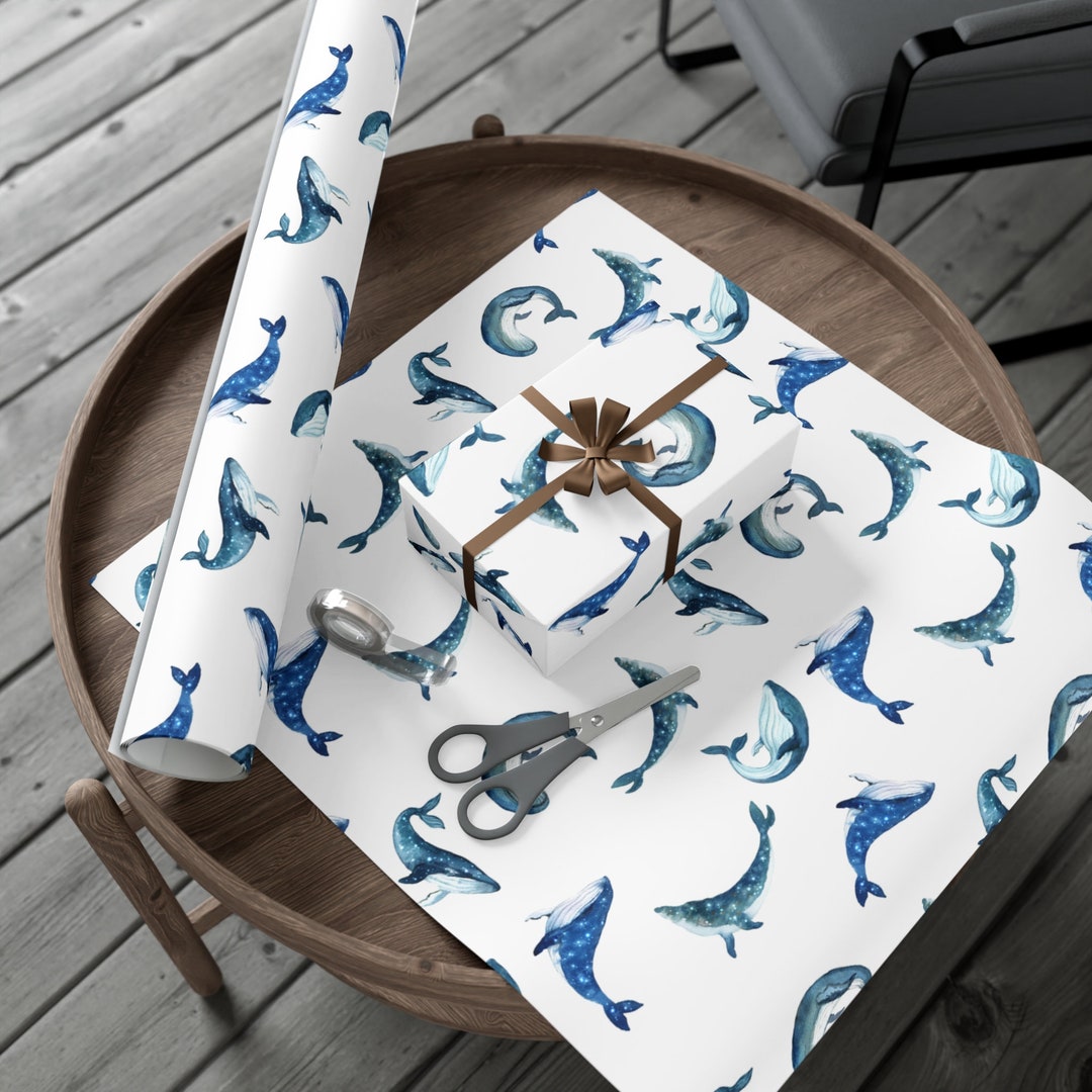 Eco-friendly Ocean Themed Wrapping Paper, Whale Themed Baby Shower ...