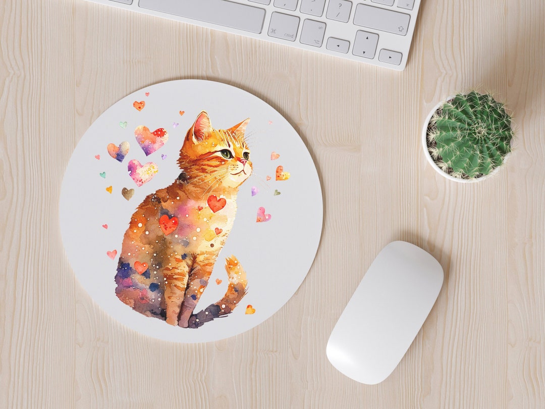 Kawaii Cute Cat Mouse Pad Decor, Valentines Coworker Gift, Cat Lovers ...