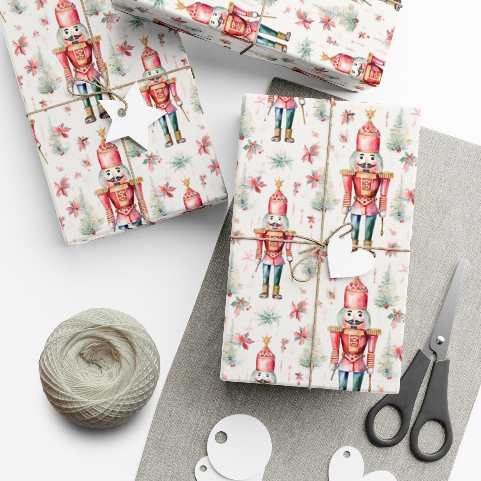 Eco-friendly Christmas Nutcracker Wrapping Paper, White Elephant Gift ...