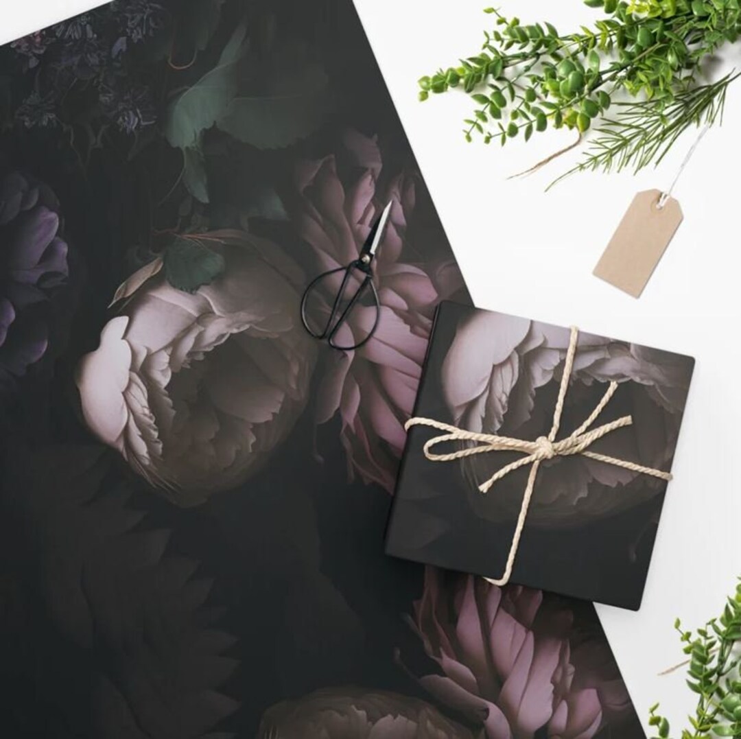 Eco-friendly Gothic Botanical Wrapping Paper, Gothic Christmas Gift ...