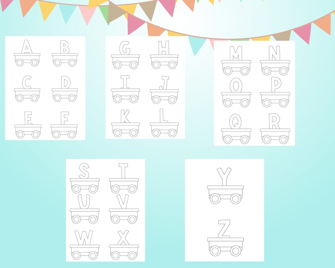 Printable Train Themed Activity Coloring Sheets Kids Birthday - Etsy