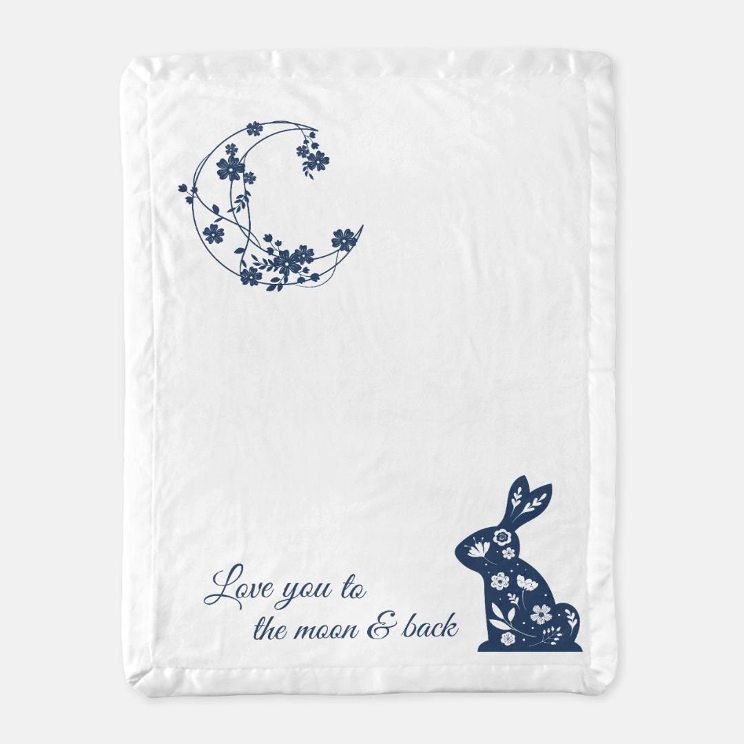 Bunny Minky Blanket With Satin Trim, Moon Nursery Decor (29x39") - Etsy