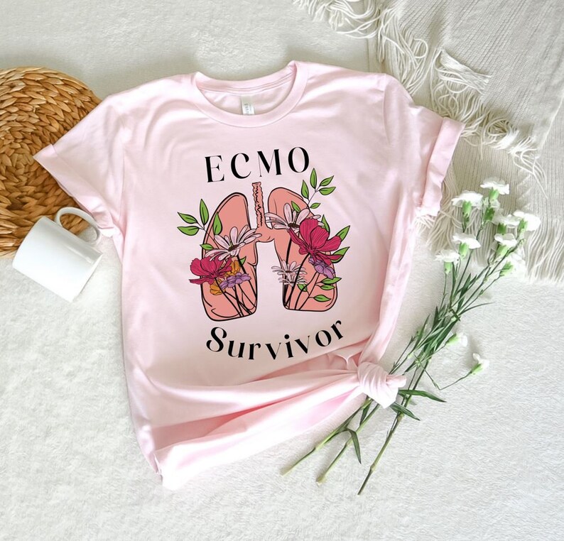 ECMO Survivor Tee, ECMO Survivor Gifts, Survivor Tshirt, ECMO Lungs ...