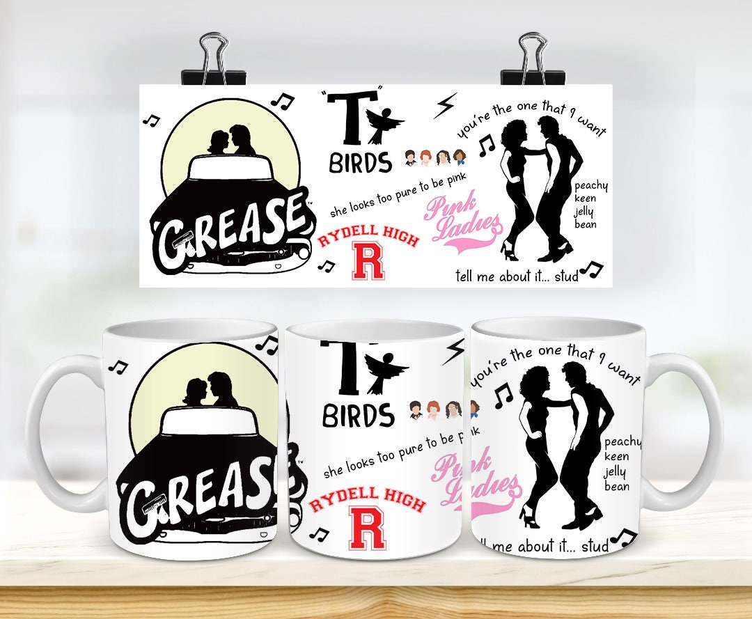 11 & 15 Oz Grease Quotes Sublimation Mug Template - Cricut Mug Press ...