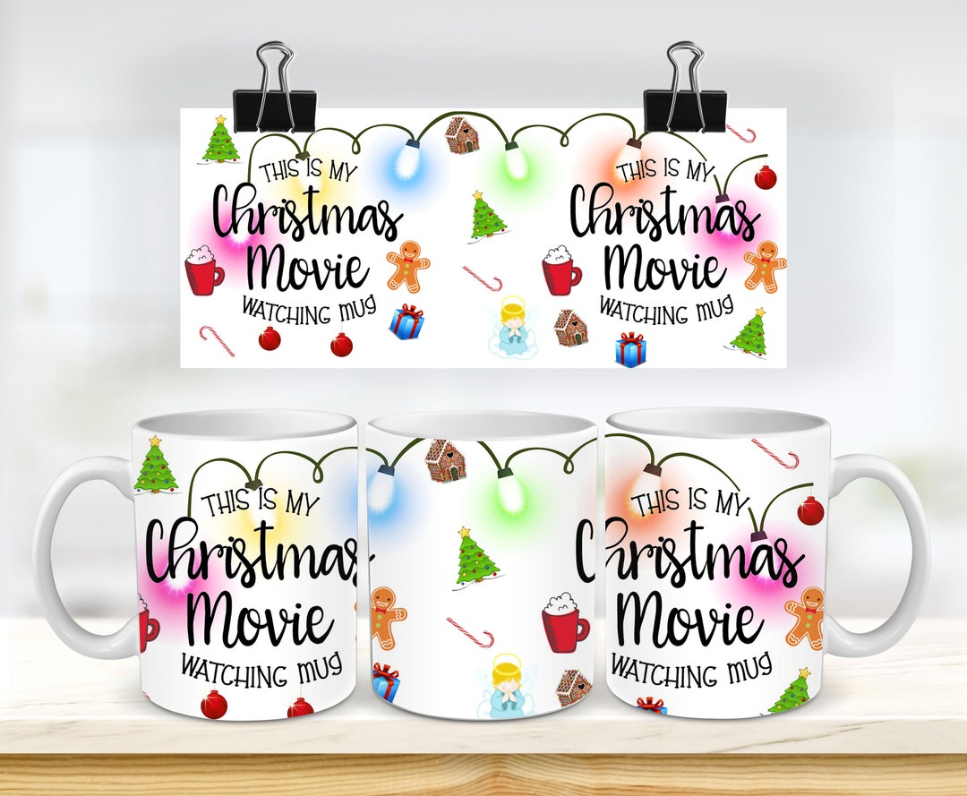 11 & 15 Oz Christmas Watching TV Mug Sublimation Mug Template - Cricut ...