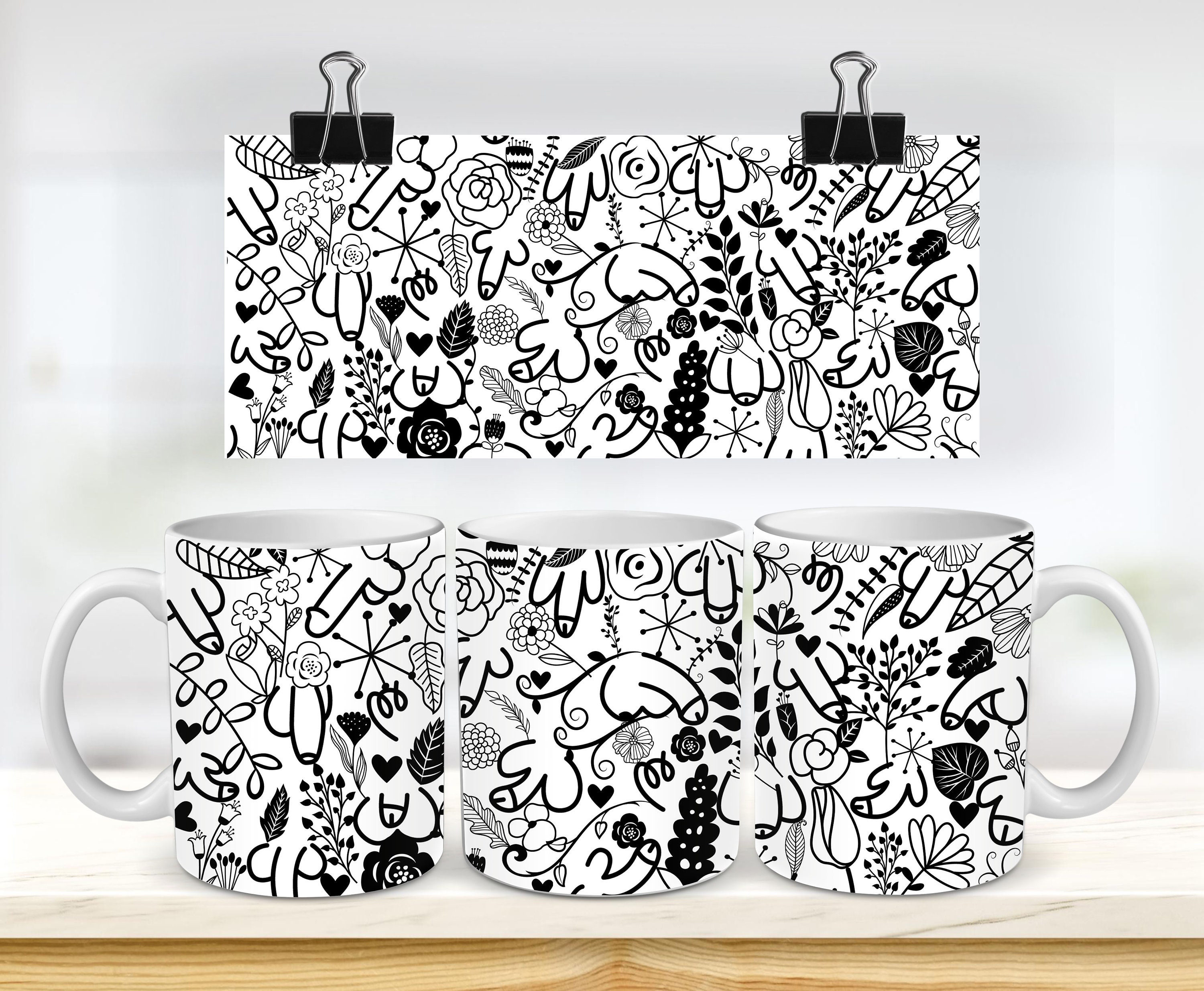 11 & 15 Oz Flower Willy Mug Sublimation Mug Template - Cricut Mug Press ...