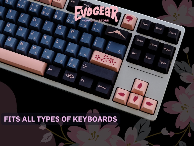 Night Sakura Keycaps | Japanese Keycaps | Cherry Profile | PBT Dye-sub ...
