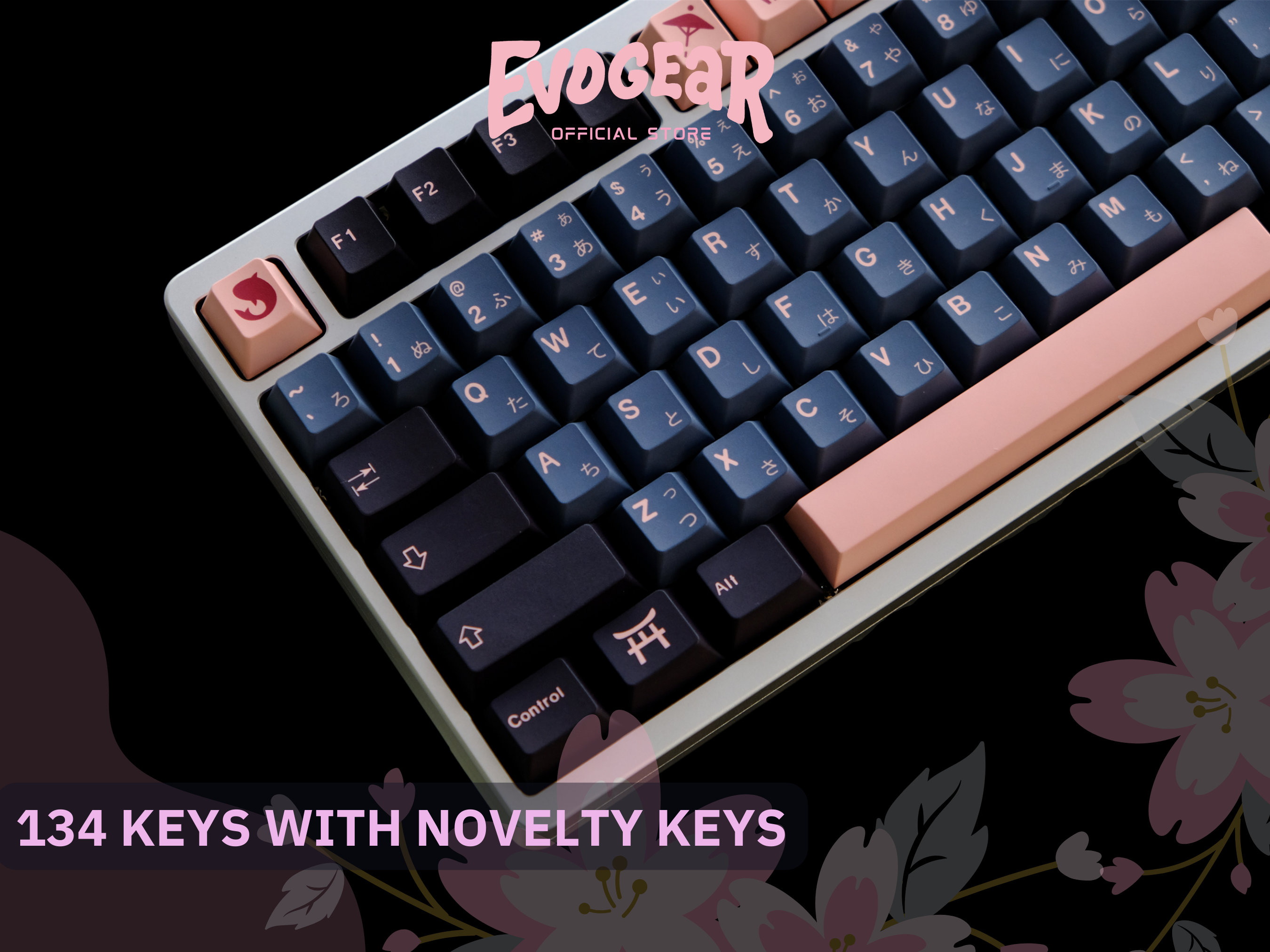 Night Sakura Keycaps | Japanese Keycaps | Cherry Profile | PBT Dye-sub ...