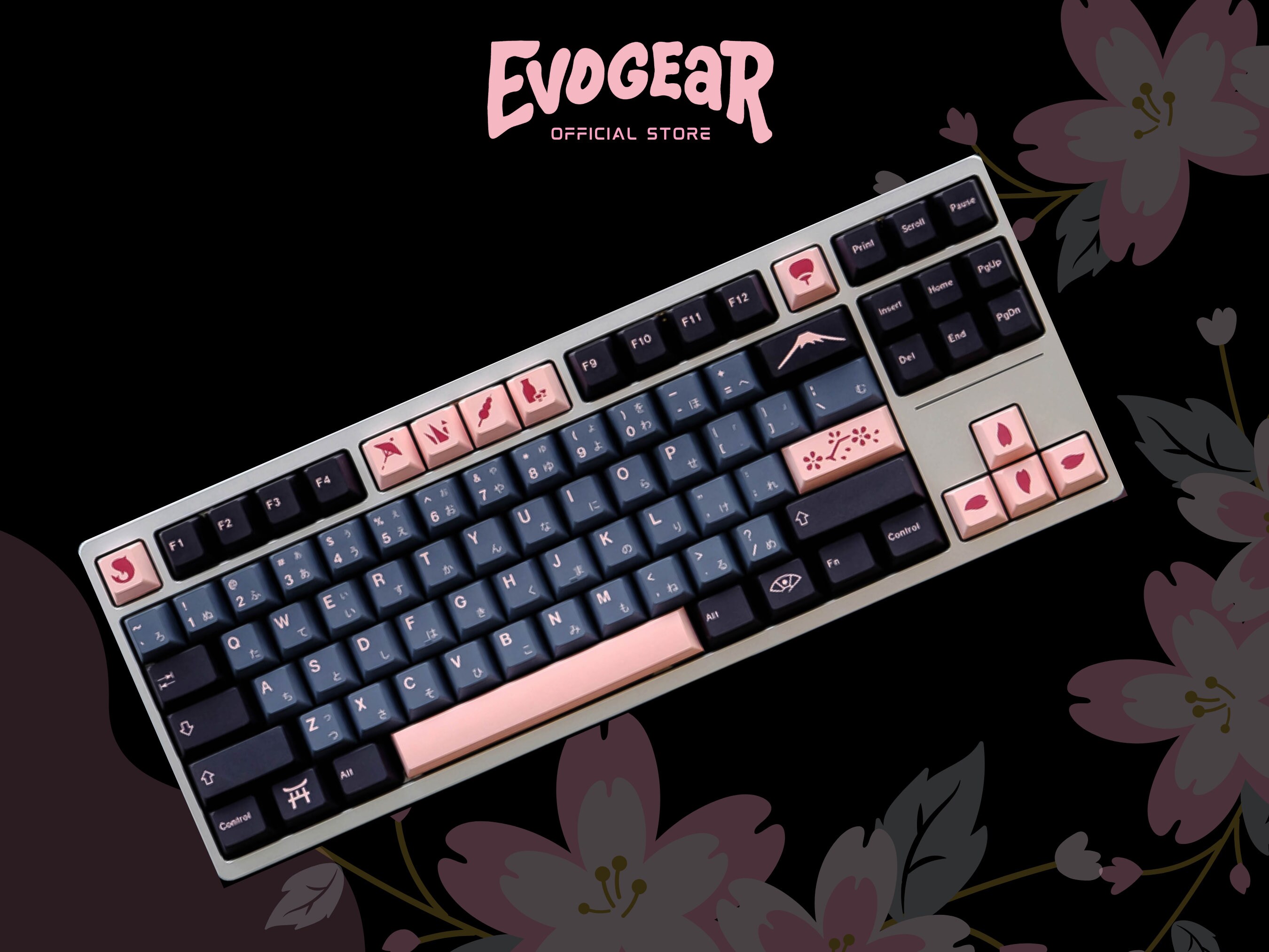 Night Sakura Keycaps | Japanese Keycaps | Cherry Profile | PBT Dye-sub ...