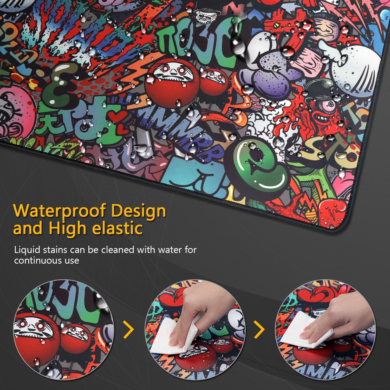 Vibrant Graffiti Gaming Mouse Pad | Gamer Desk Mat Large Keyboard Mat ...