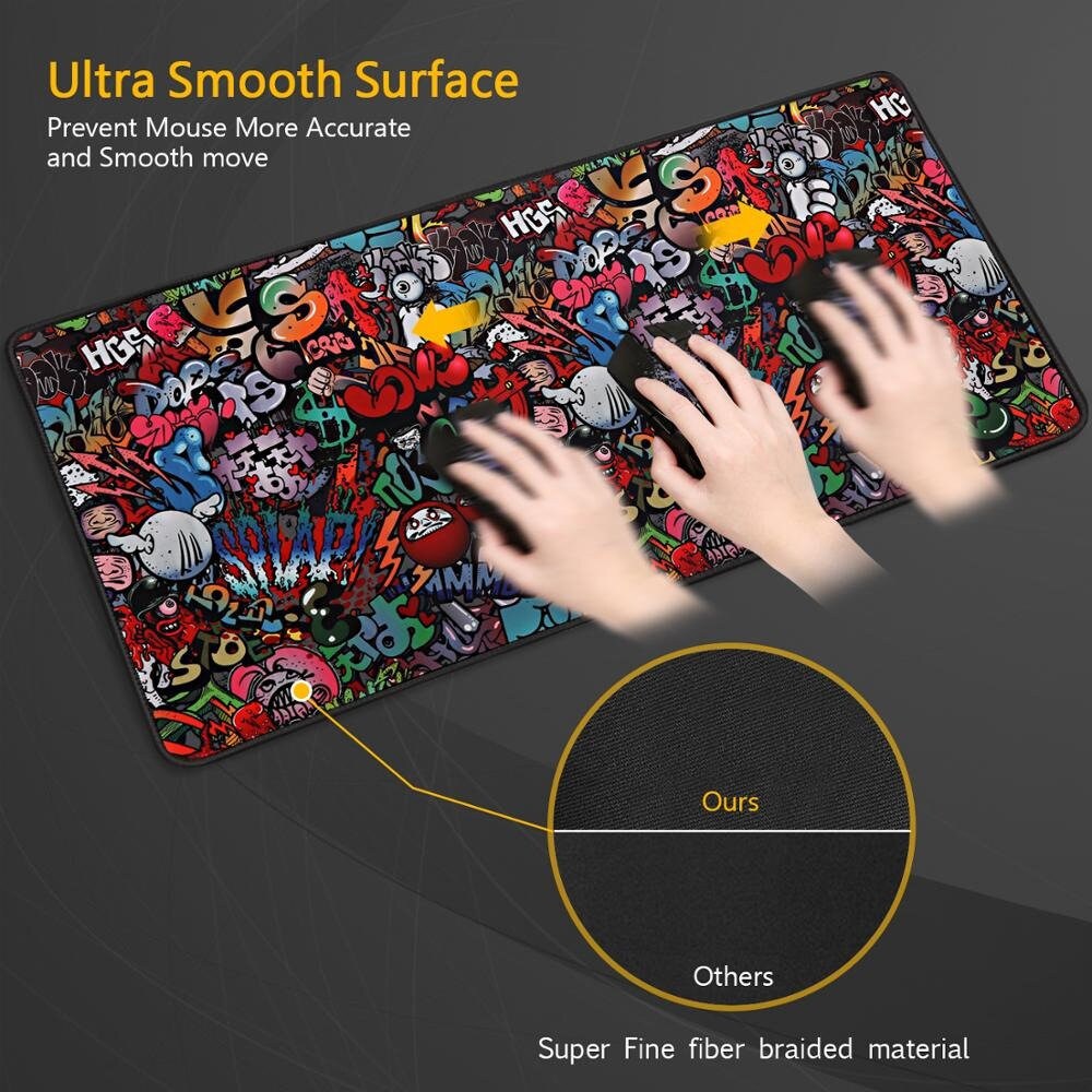 Vibrant Graffiti Gaming Mouse Pad | Gamer Desk Mat Large Keyboard Mat ...