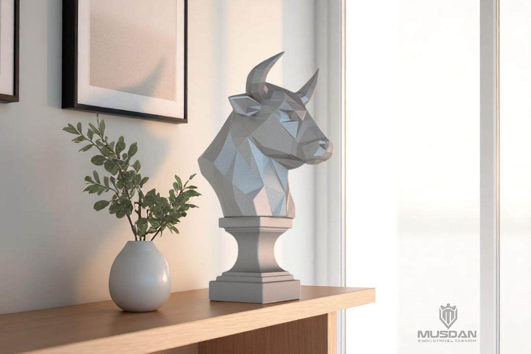 Geometric Bull Bust Low Poly 3D Printable Decor – Special Launch Price ...
