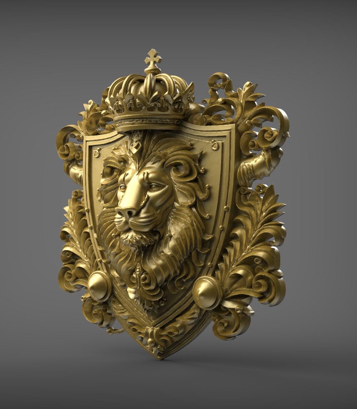 Crowned Lion Crest STL File: 3D Printable Baroque Wall Decor - Etsy UK