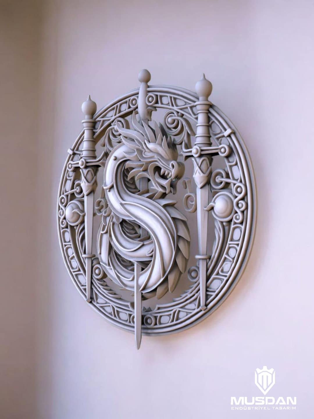 Dragon Crest STL – Fantasy Wall Emblem – 3D Printable Relief Sculpture ...